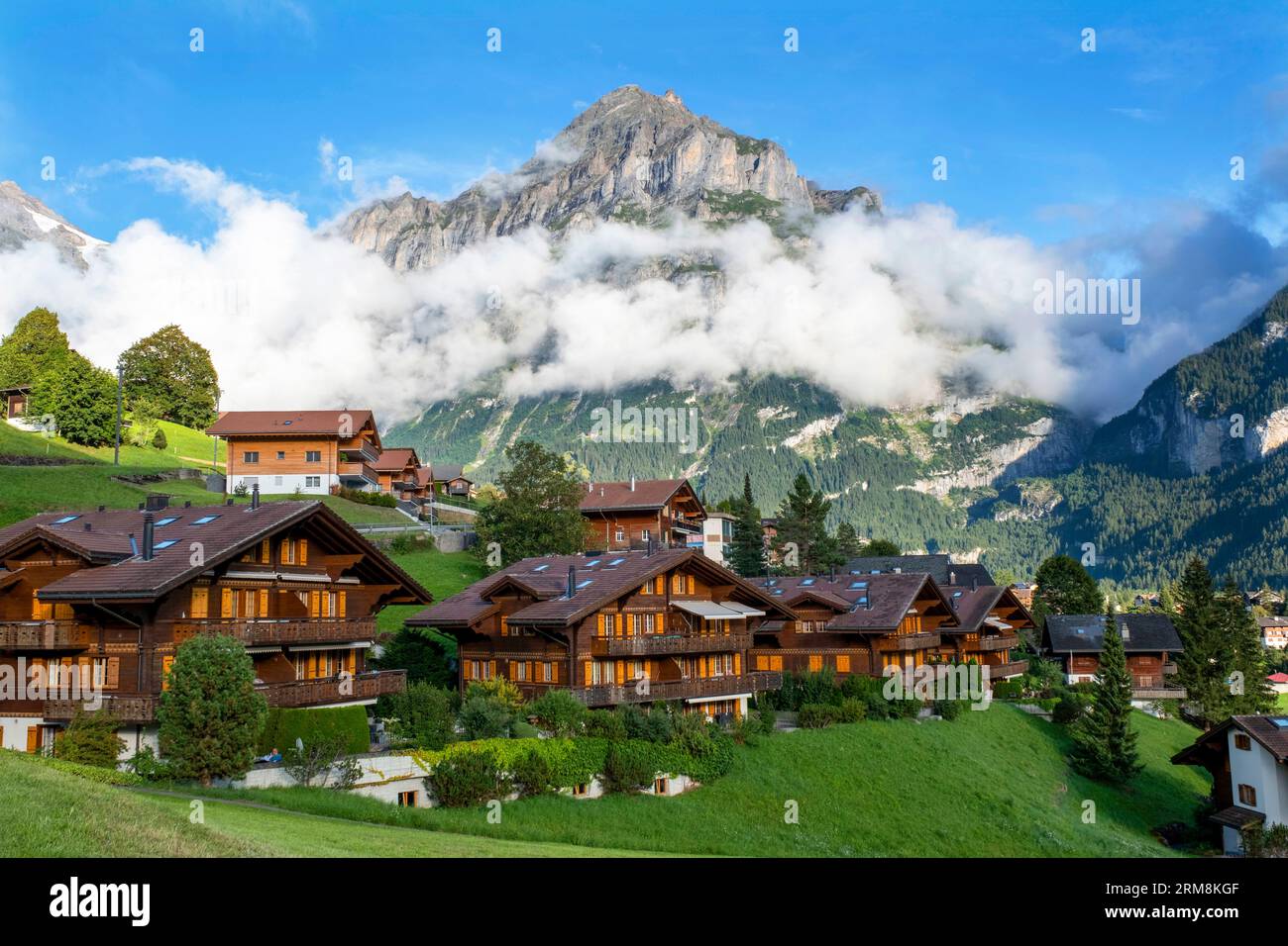 View from Grindelwald of the Mattenberg mountain part of the Bernese ...