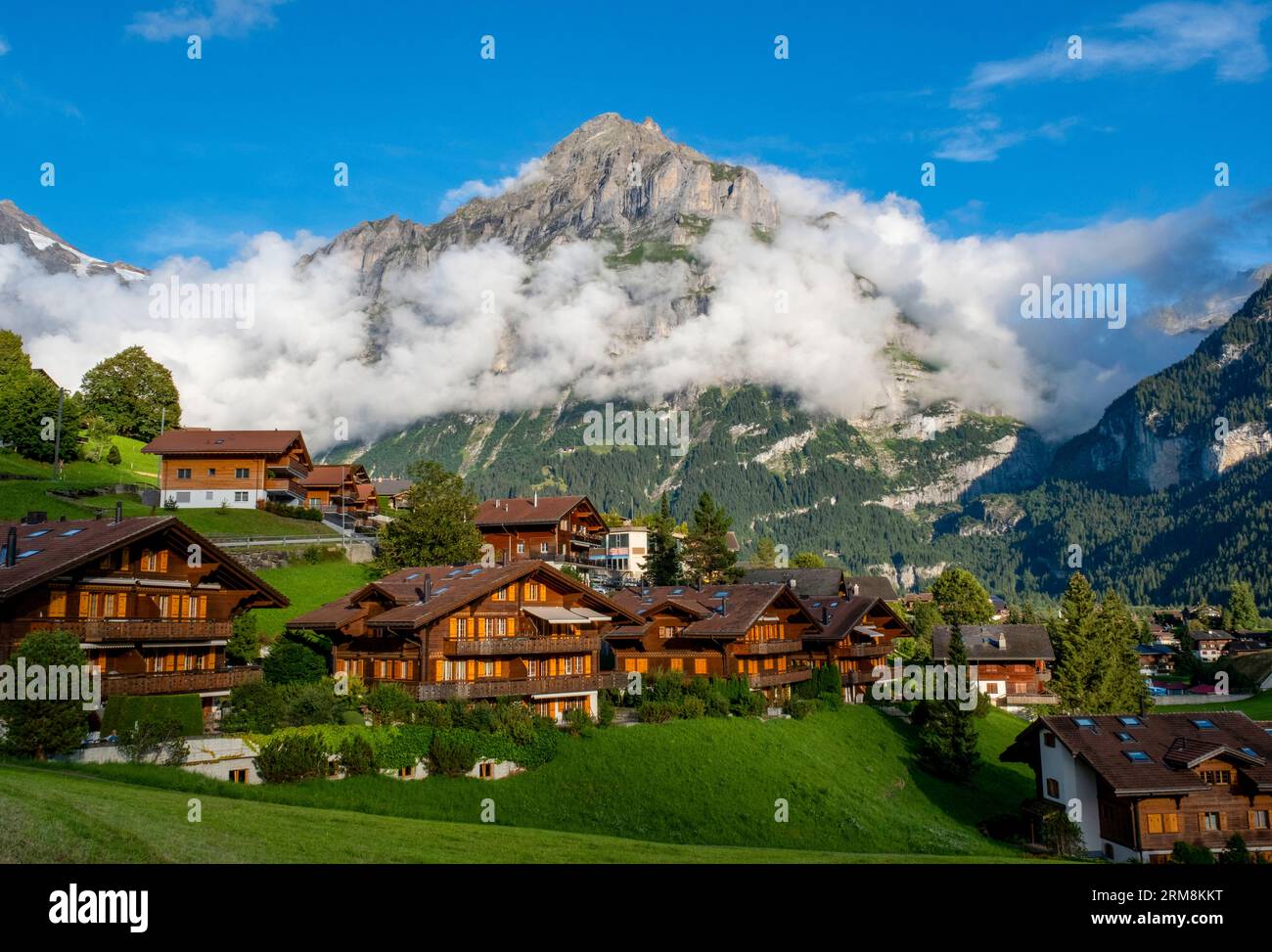 View from Grindelwald of the Mattenberg mountain part of the Bernese ...