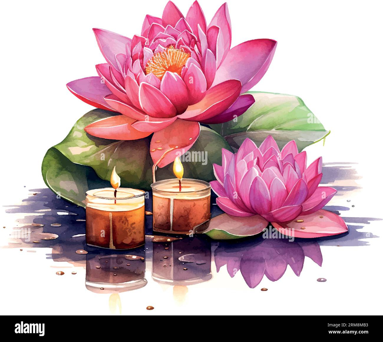 Pink lotus diwali watercolor for banner design Stock Vector Image & Art ...
