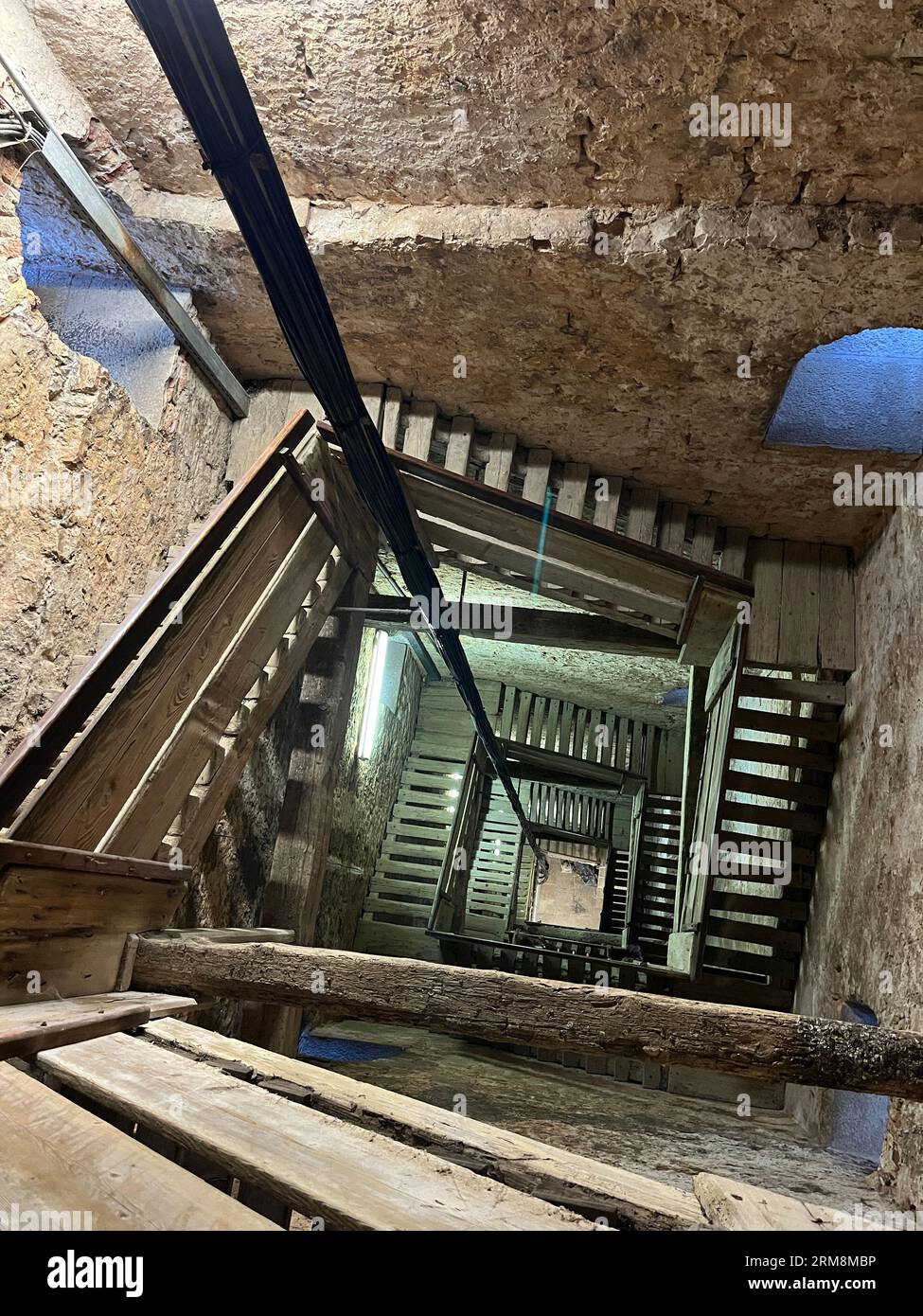 Top-down view of the staircase leading up to the bell tower of the ...