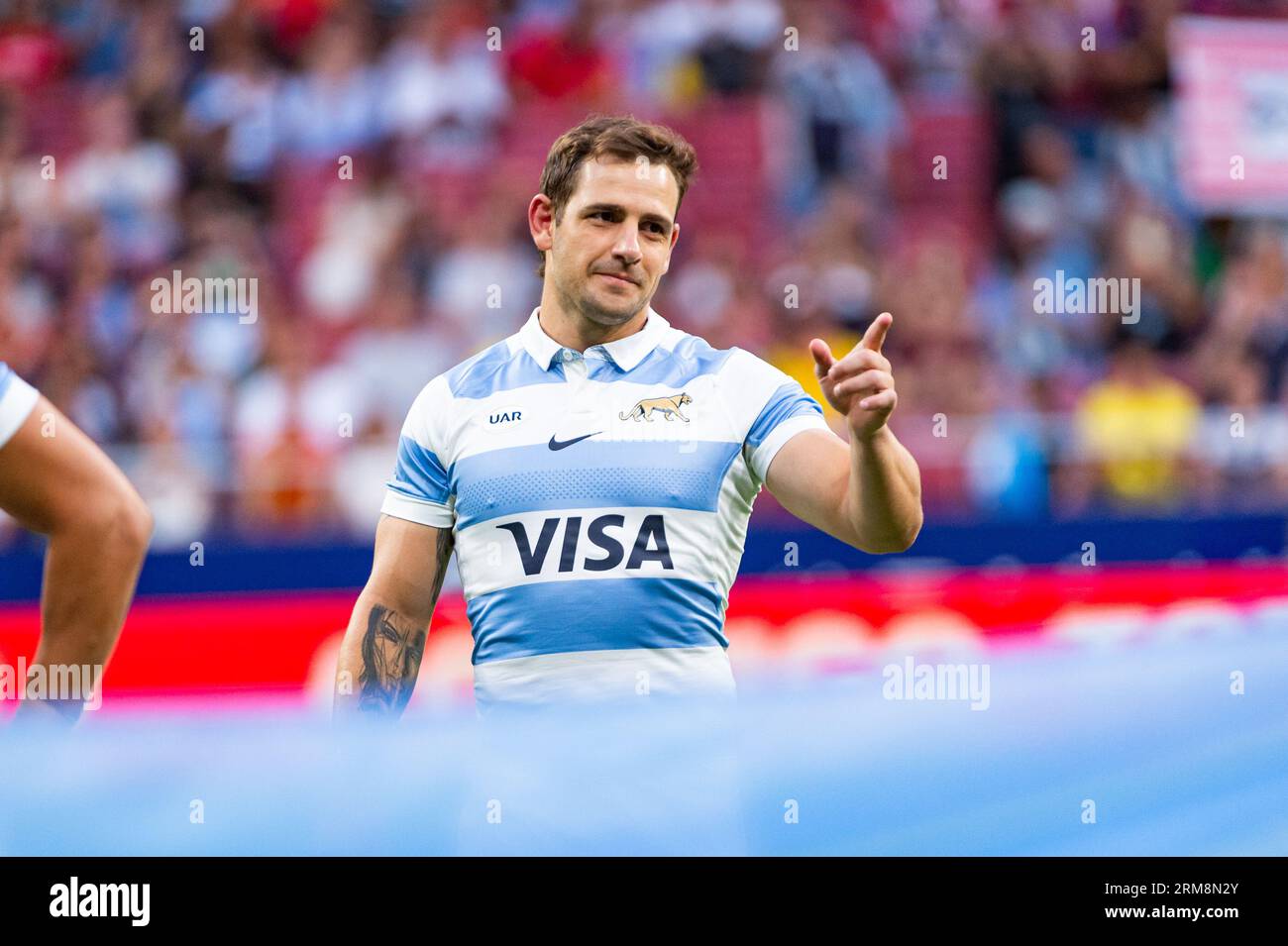 Madrid, Spain. 26th Aug, 2023. Nicolas Sanchez seen before the rugby ...