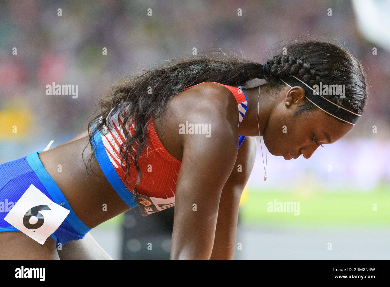 August 26, 2023: Tamari Davis (USA) before the 4x100 metres relay final ...