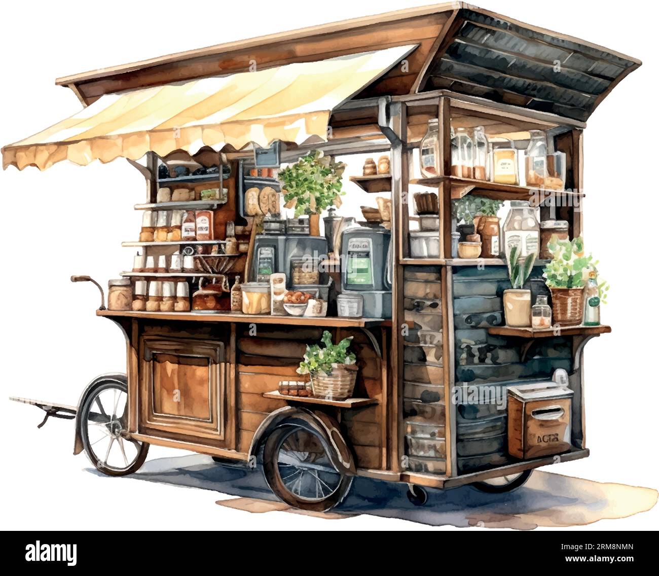 Watercolor coffee cart watercolor for decoration design Stock Vector ...