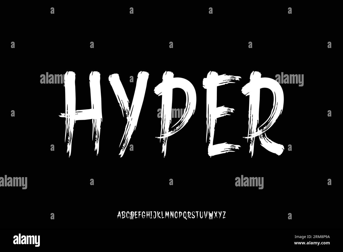 Creative handwritten textured brush stroke alphabet display font vector ...