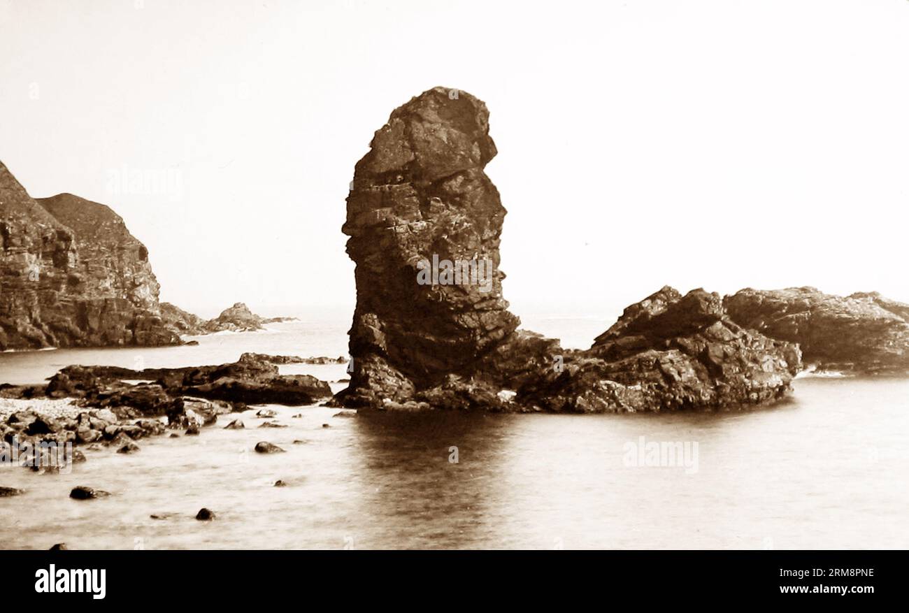 Auld Man Rock, Muchalls, Scotland, Victorian period Stock Photo - Alamy