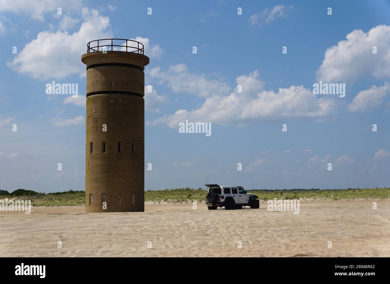 Cape Henlopen, Delaware, U.S.A - August 25, 2023 - A white Jeep ...