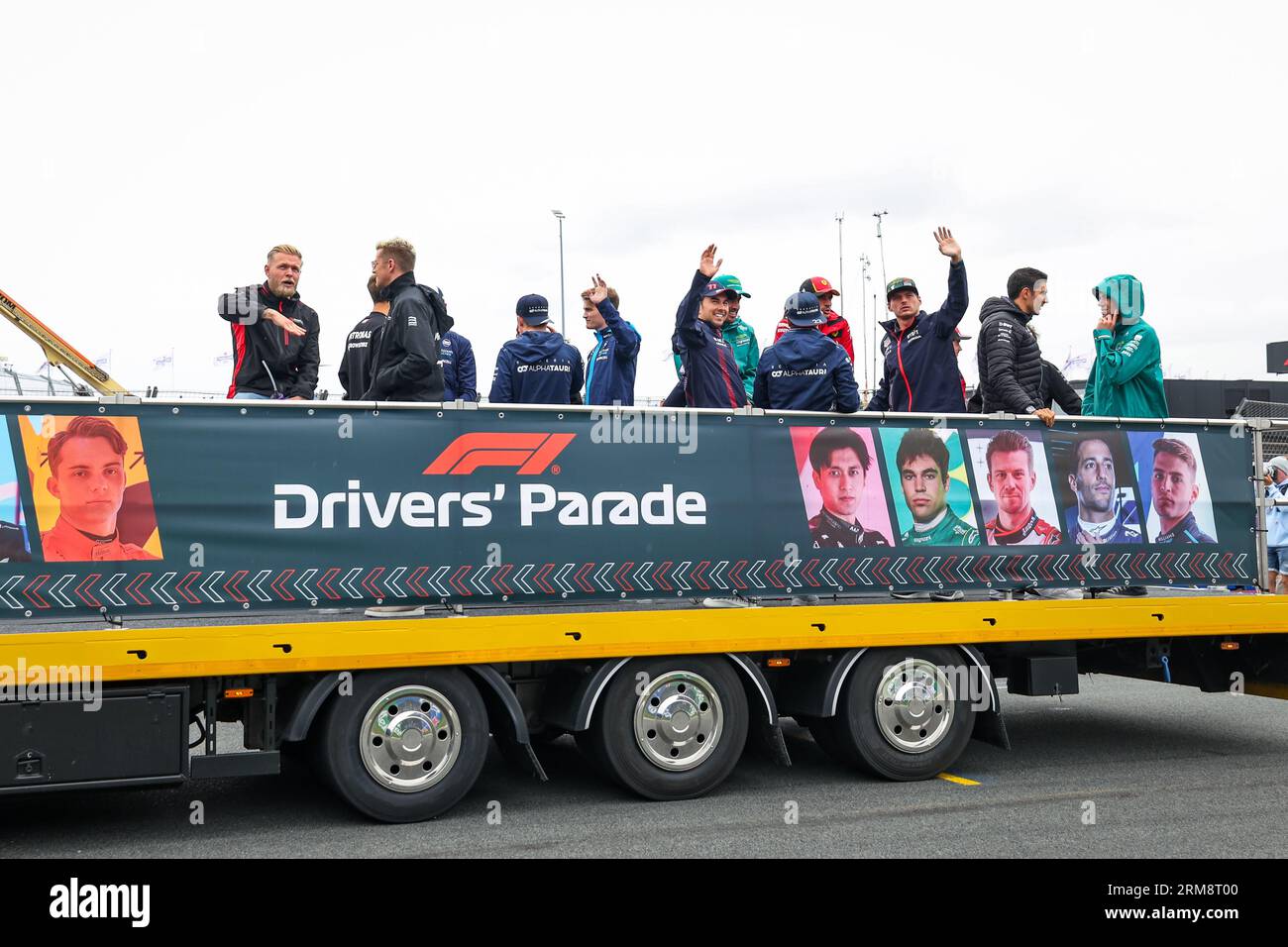 The drivers parade truck during the 11th round of the 2023 FIA Formula 2 Championship from ...
