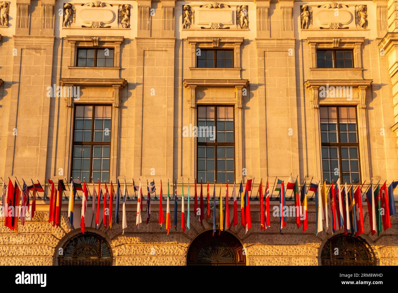 Flags of the European nations outside the secretariat of the ...