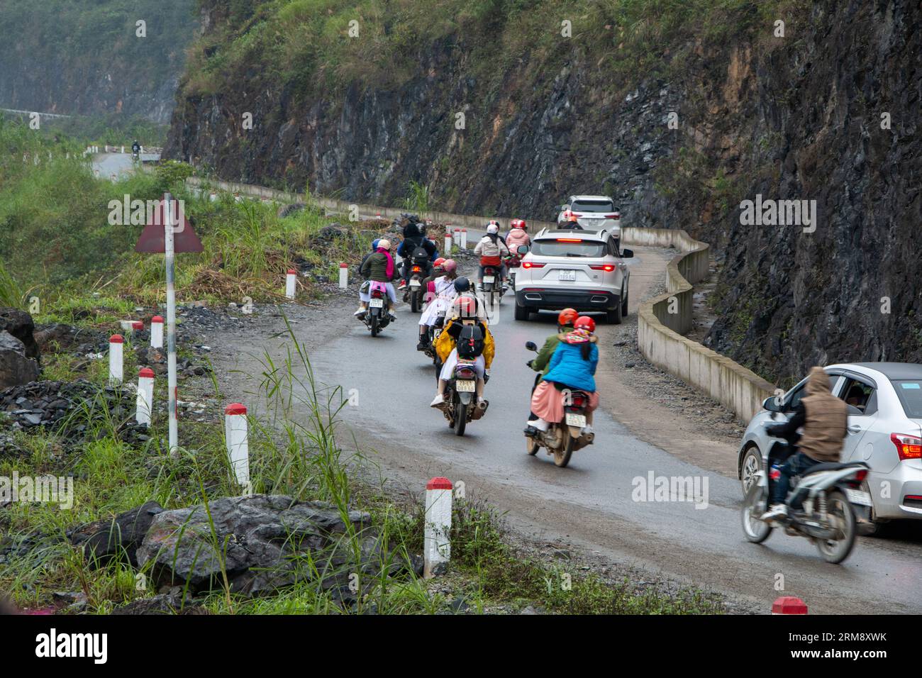 Yên Minh, Vietnam - January 27th 2020: Groups of local motorcyclists ...