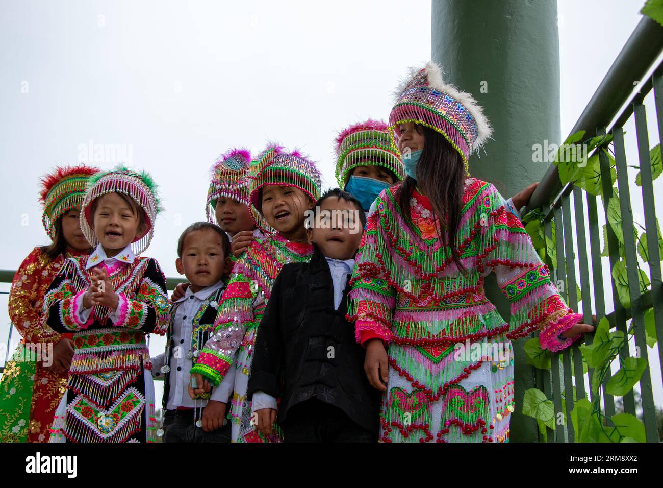 Yên Minh, Vietnam - January 27th 2020: Group of Hmong kids wearing ...