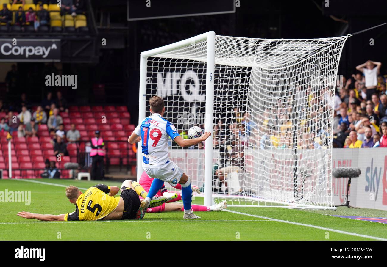 Blackburn Rovers' Ryan Hedges scores their side's first goal of the ...