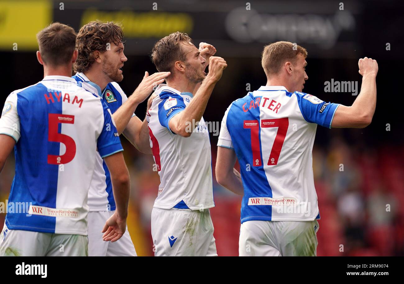 Blackburn Rovers' Ryan Hedges celebrates scoring their side's first ...