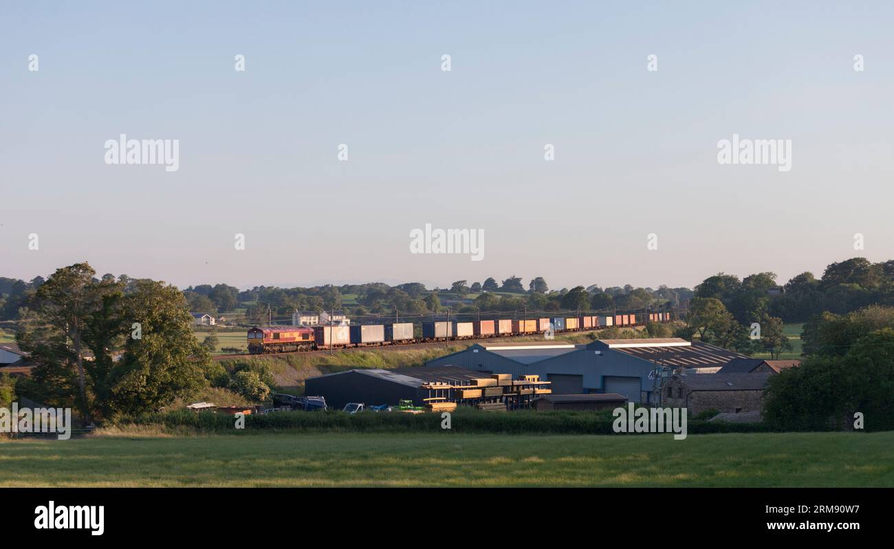 DB cargo class 66 diesel locomotive on the electrified west coast ...