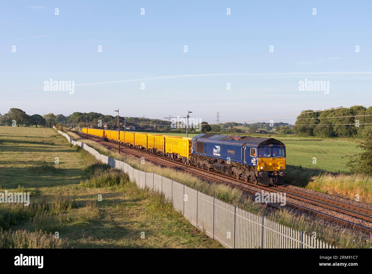 DRS class 66 diesel locomotive on the west coast mainline hauling a ...