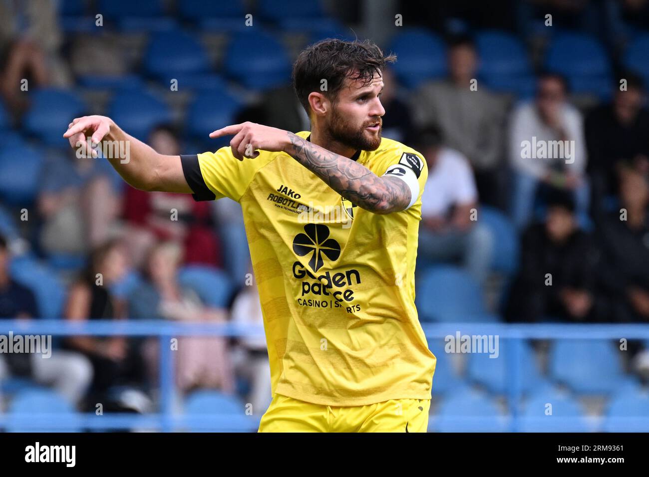 Denderleeuw, Belgium. 27th Aug, 2023. Thibaut Van Acker of Lierse Kempenzonen during the ...