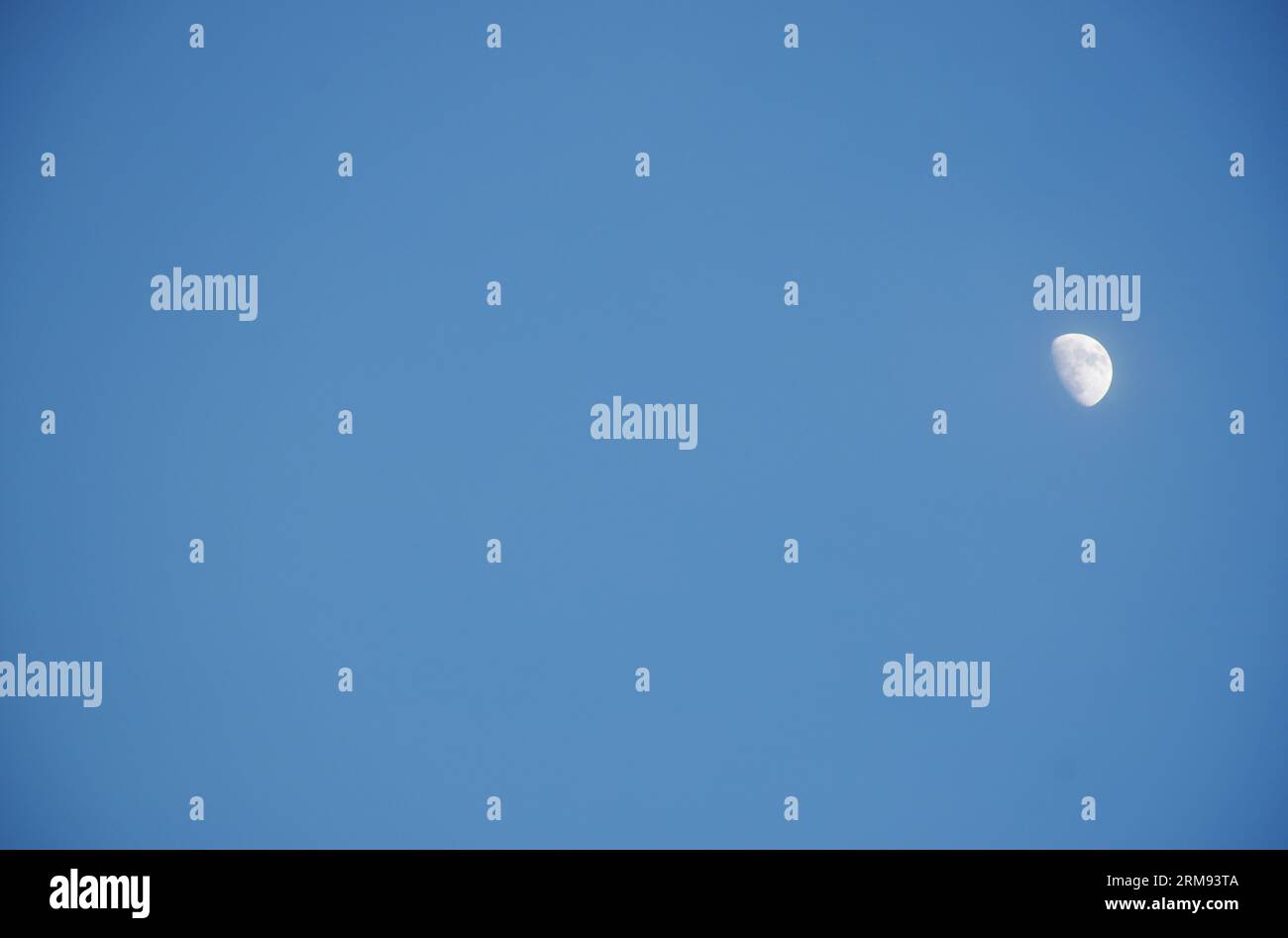 half moon floating on sky in twilight background Stock Photo - Alamy