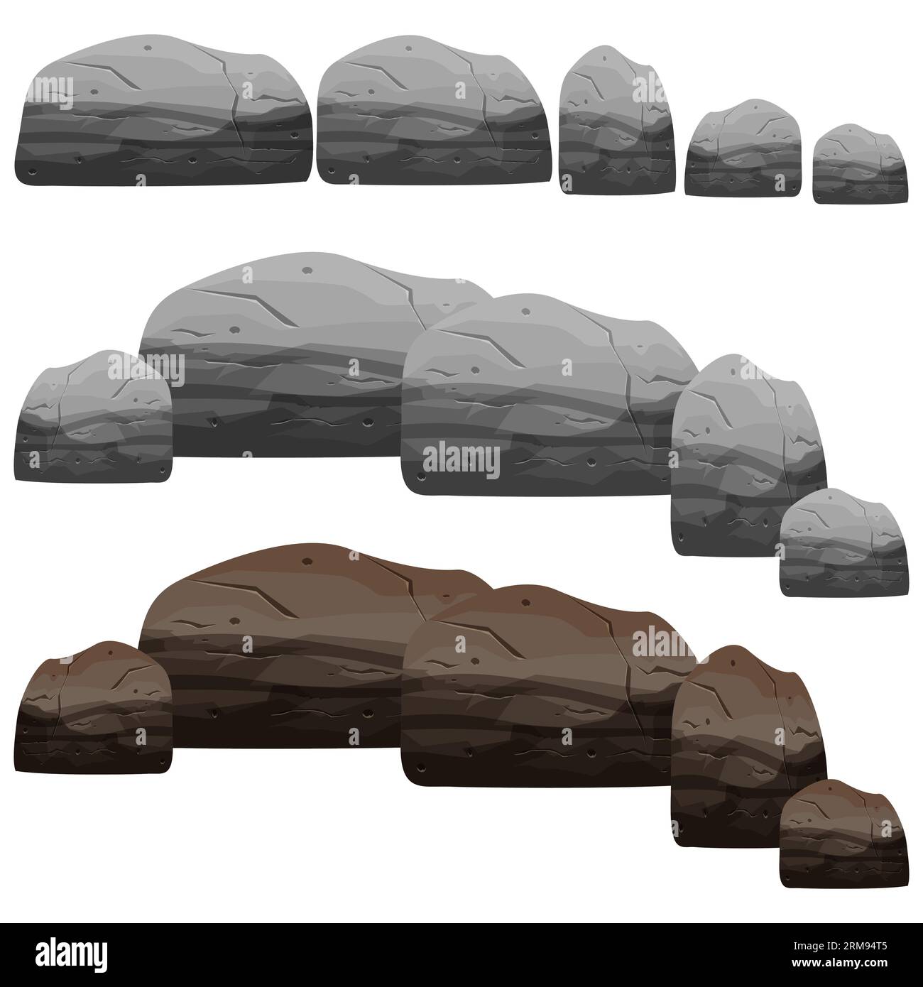 piles of stones for game props. Game background objects. Illustration ...
