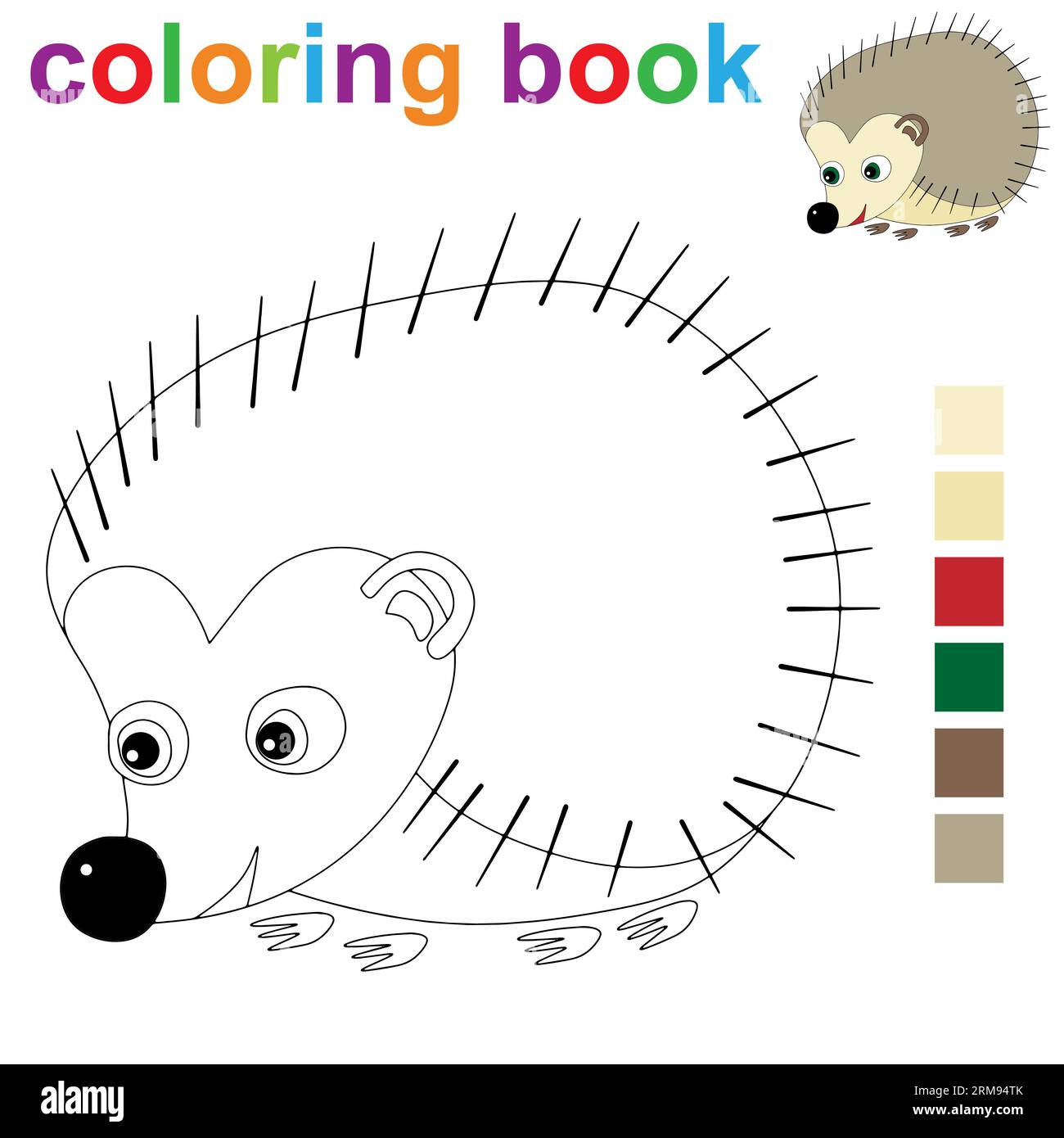 Coloring book page template with a hedgehog, for kids .Vector ...