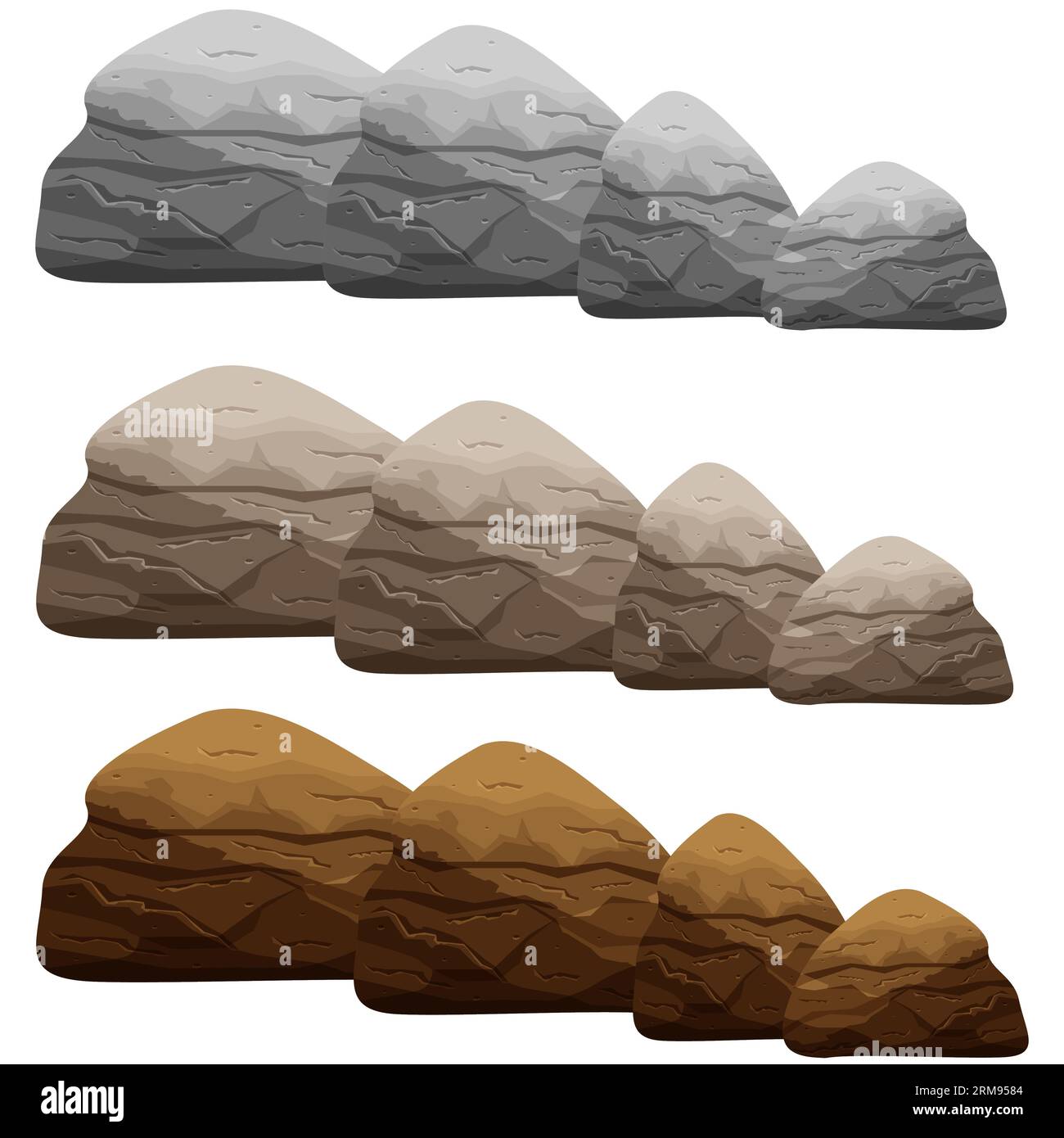 Pile stones for games props. Boulders for game props. Illustration of ...