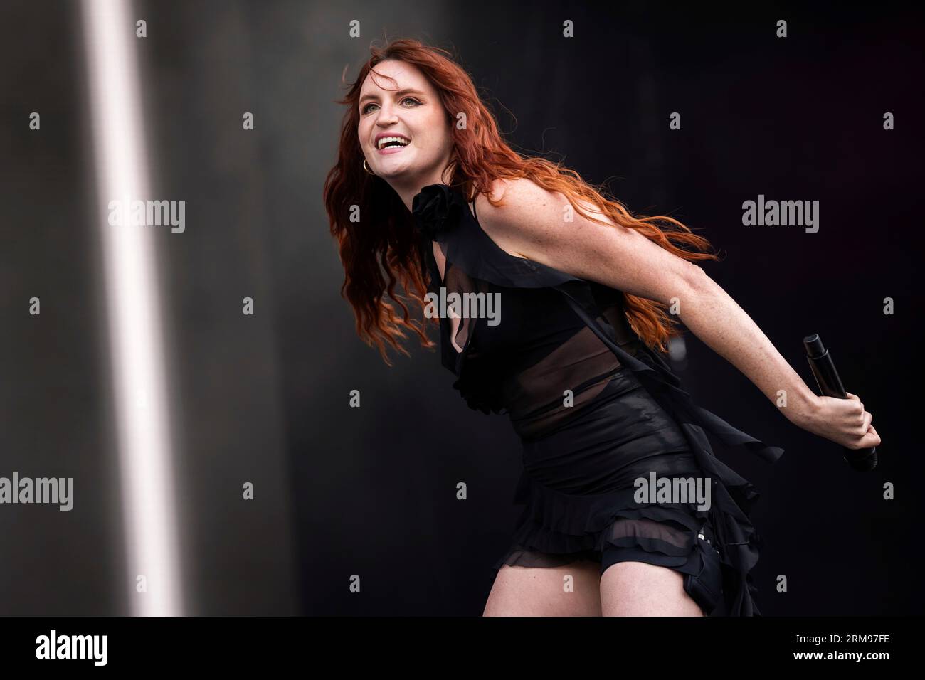 Katie Gavin of Muna performs at the Reading Music Festival, England ...