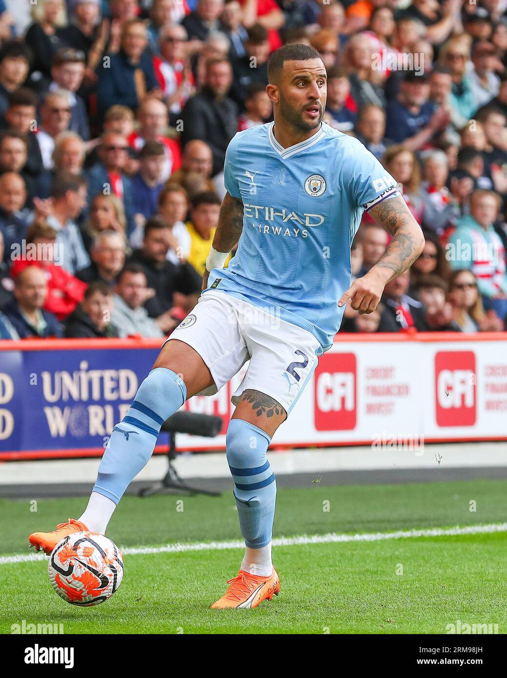 Kyle Walker #2 of Manchester City in action during the Premier League ...