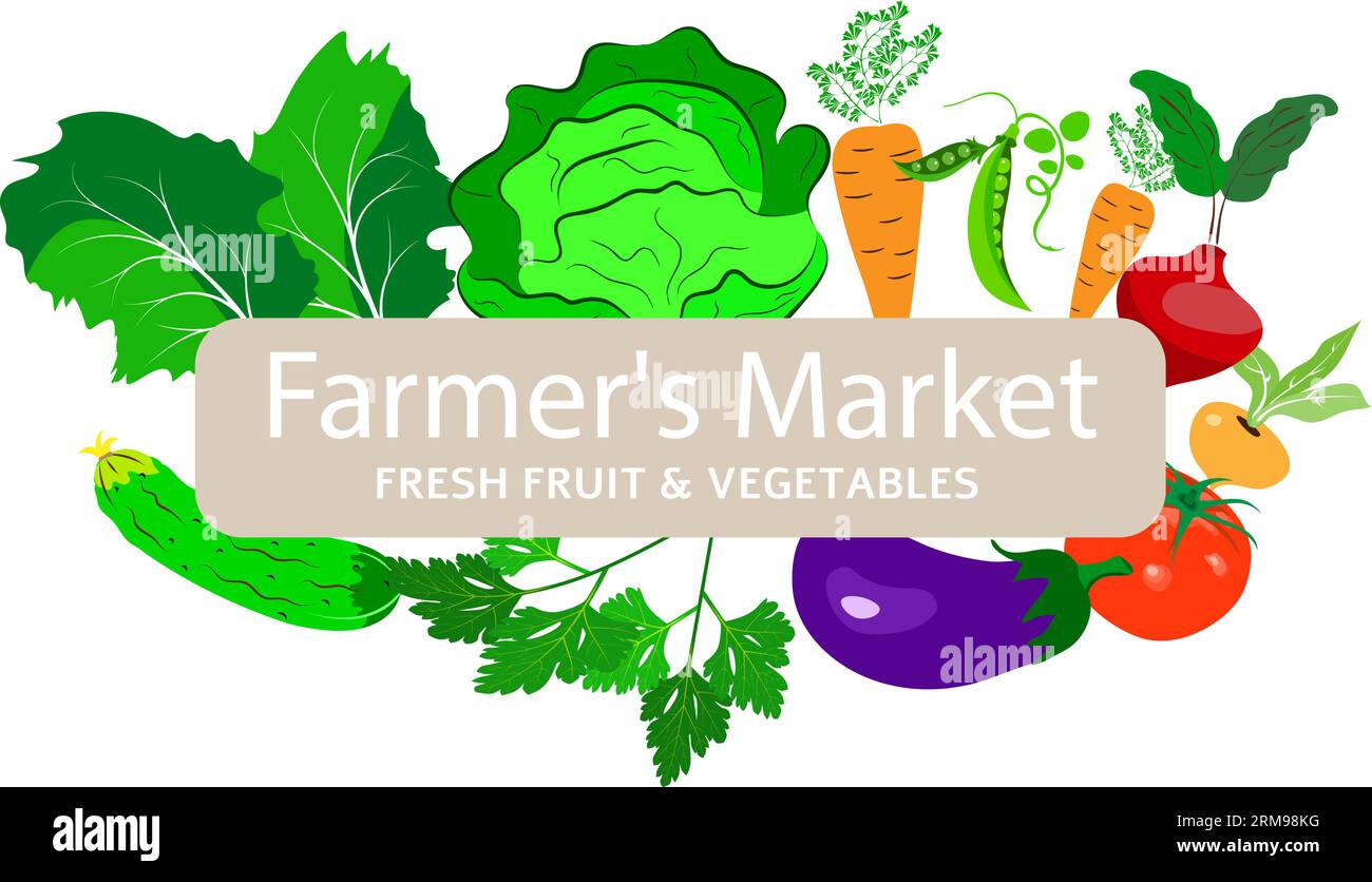 Farmer's market poster. White inscription farmer's market on the ...