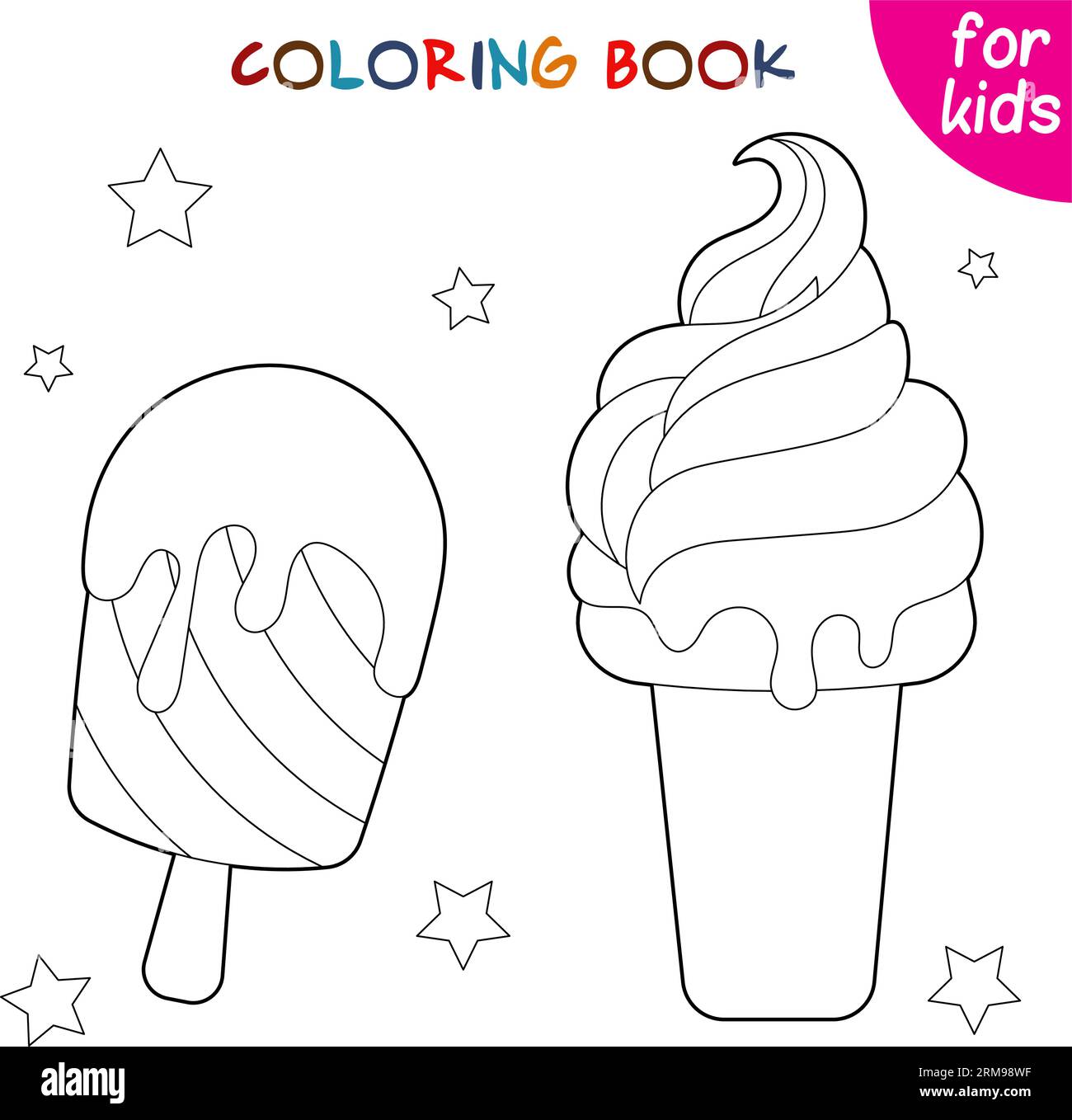 Ice cream in a waffle glass and popsicle. Ice cream collection ...