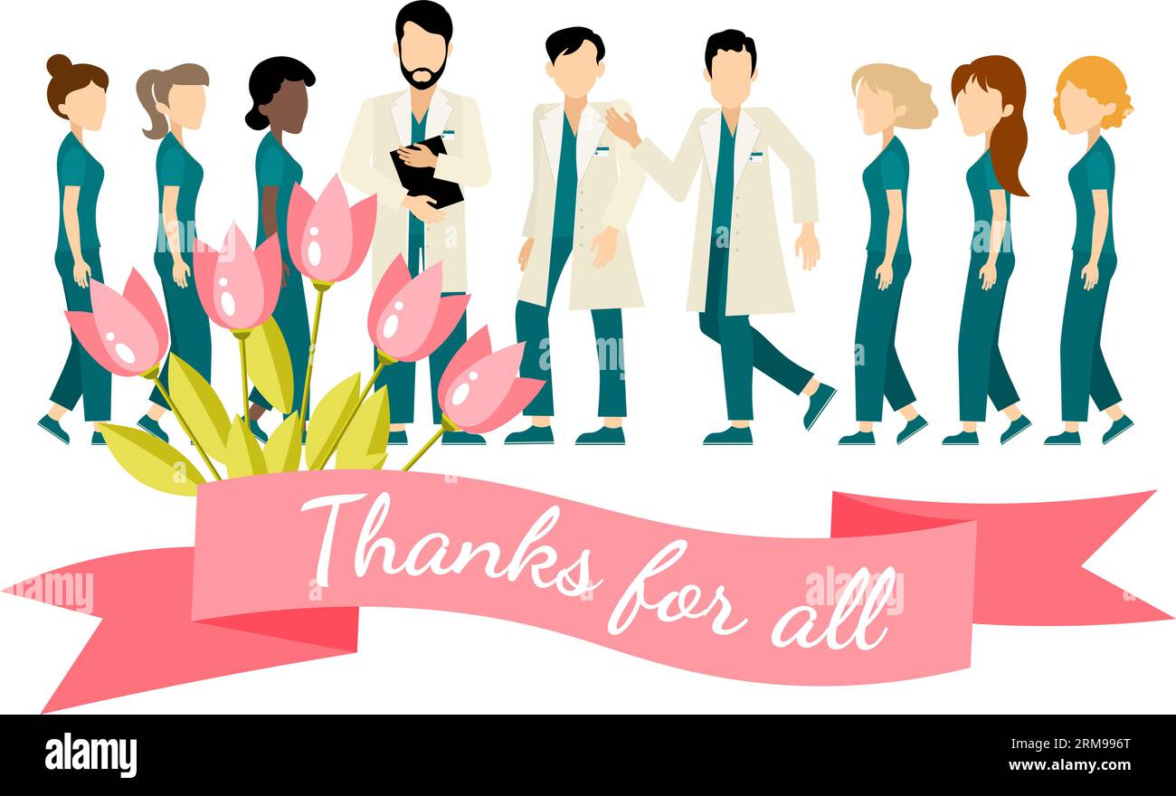 Thank you doctor and nurses. National Nurses Week. Team of doctors and ...