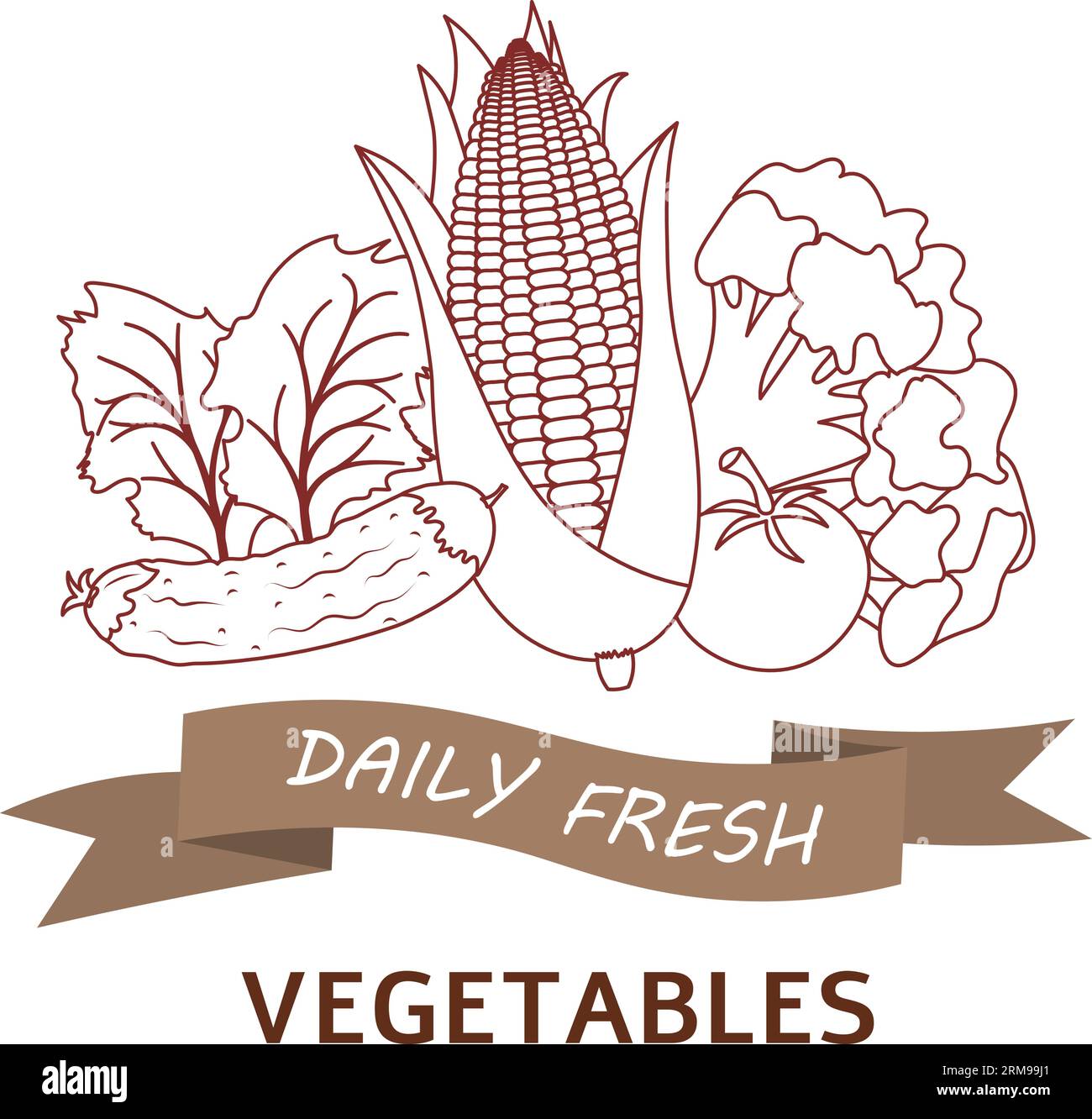 Farmer's market poster. Lettering daily fresh vegetables and vegetables ...