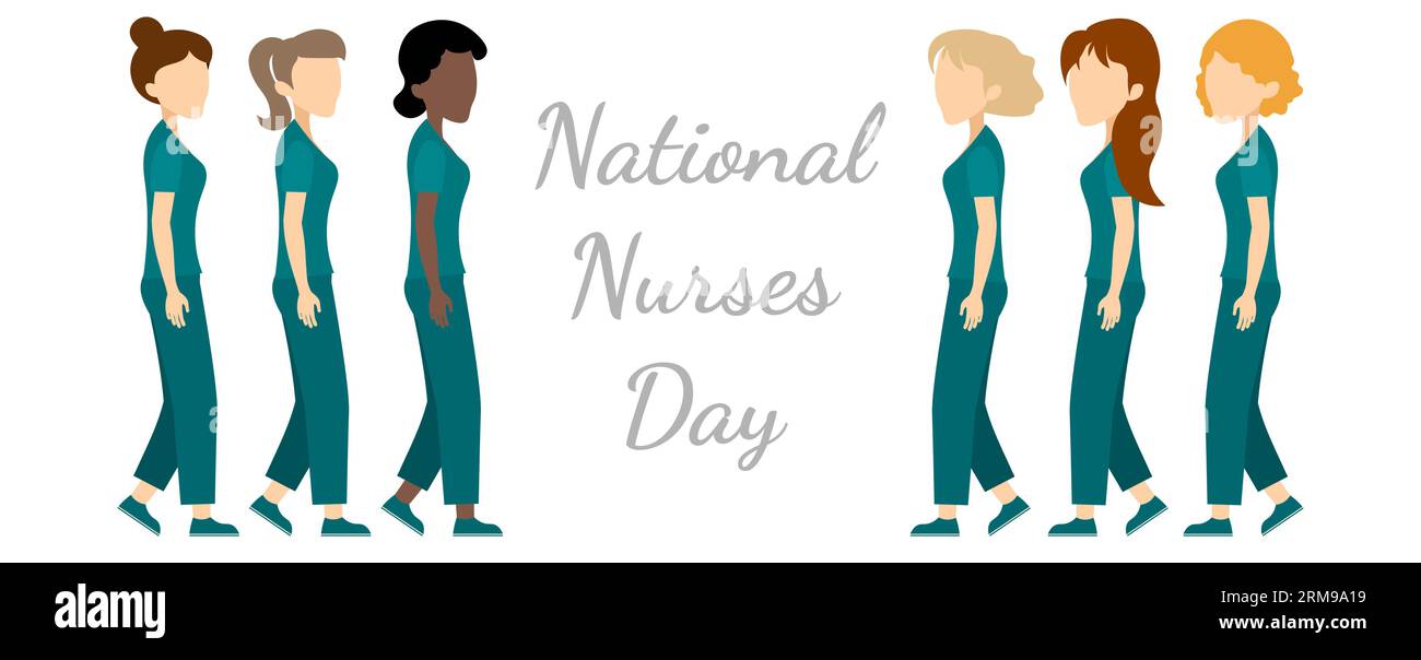 National Nurses Day. Inscriptions and team nurses. Medical design on a ...