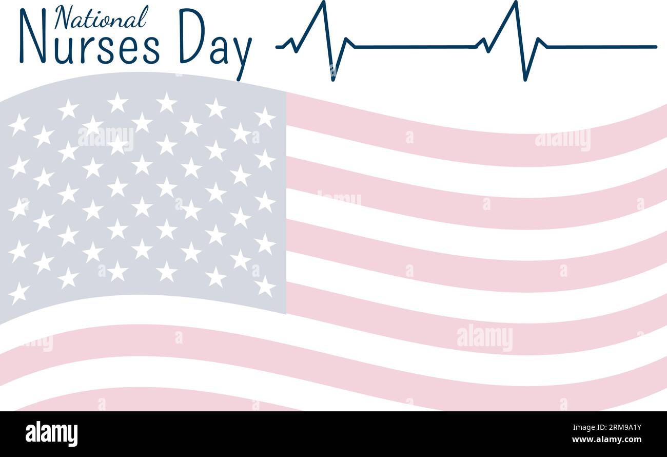 National Nurses Day. Horizontal inscription and US flag. Medical design ...