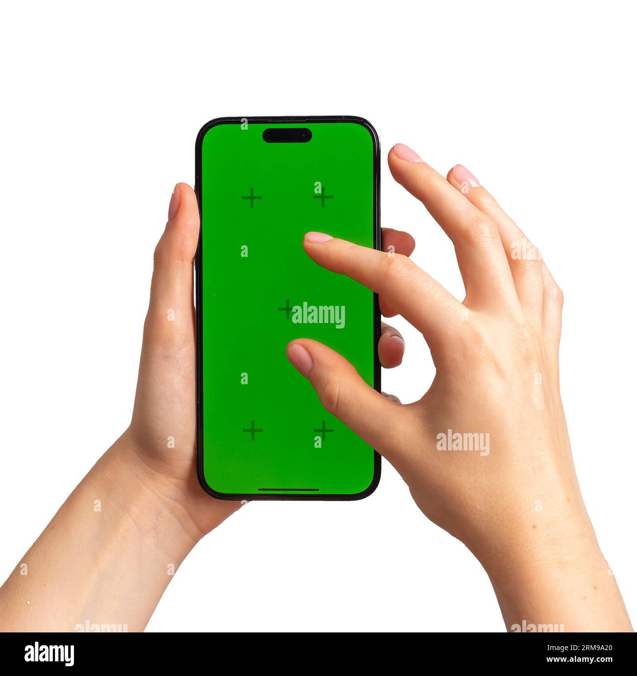 Hand gesture on mobile phone screen, zooming up photo on display ...