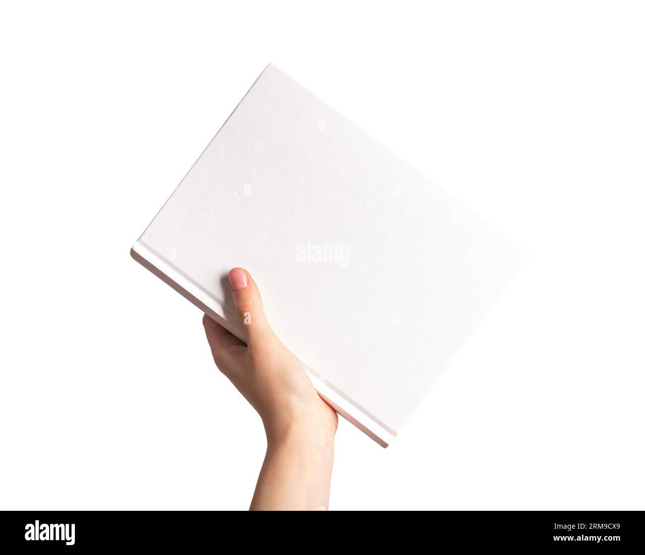 Hands holding closed book cover mockup, blank hard back, hardcover mock ...