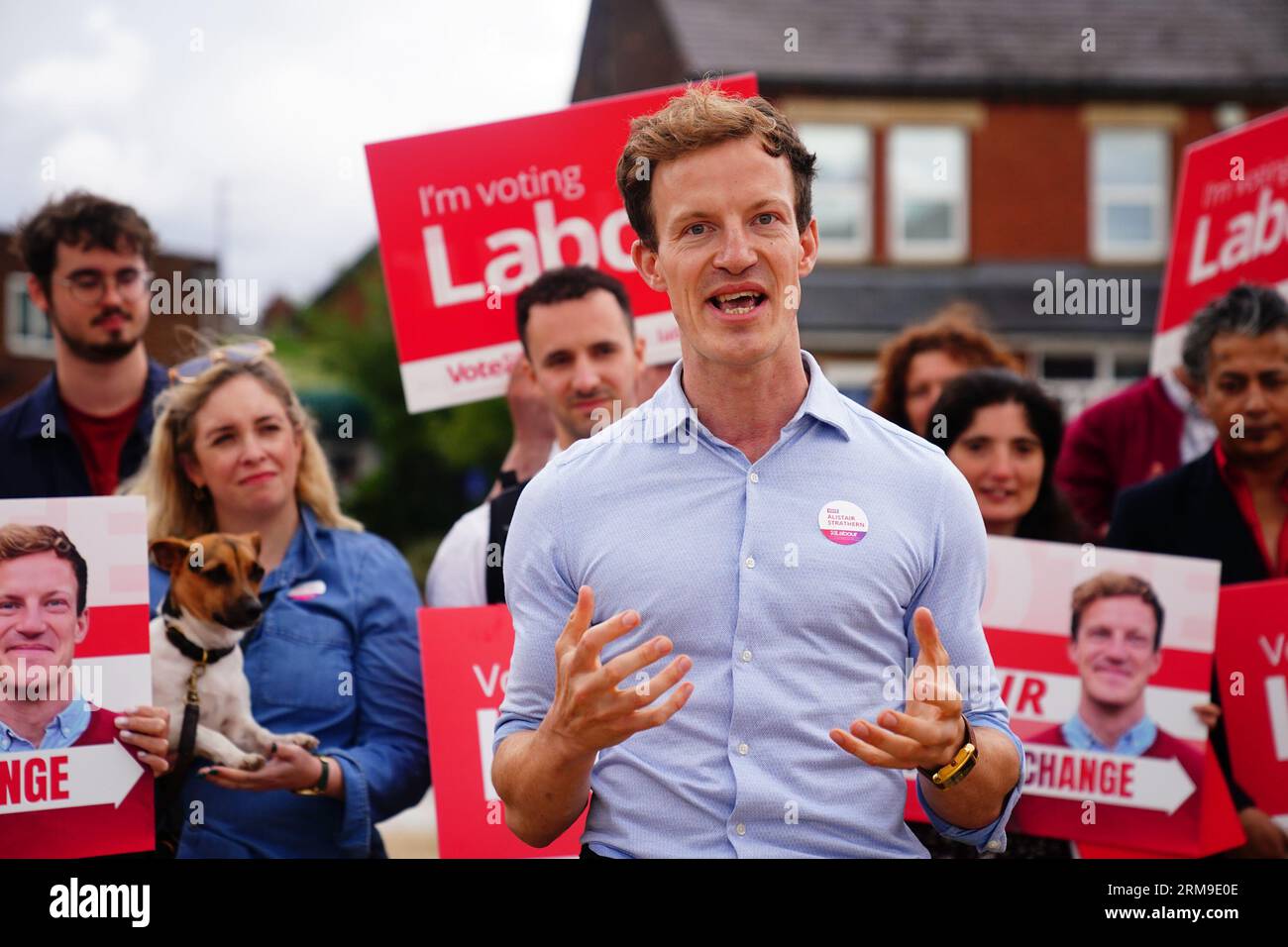 Labour's Mid Bedfordshire by-election candidate Alistair Strathern meeting local activists while ...