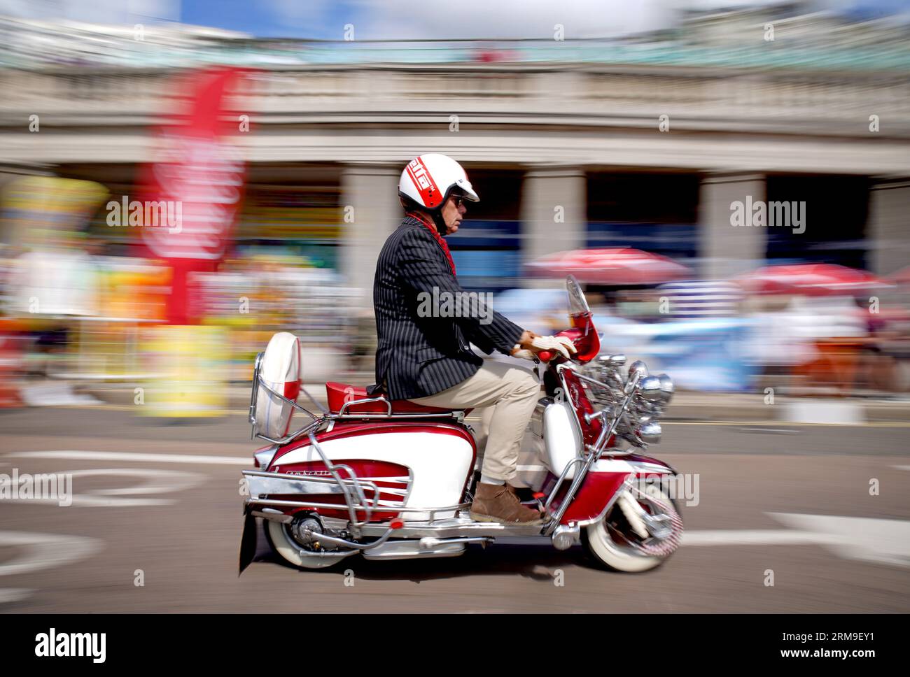 Mod enthusiasts gather in Madeira Drive, Brighton, during the annual ...