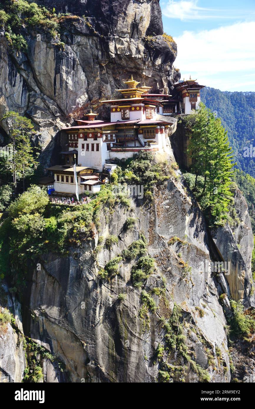 Vertical view of the historic Tiger's Nest Monastery, built into the ...