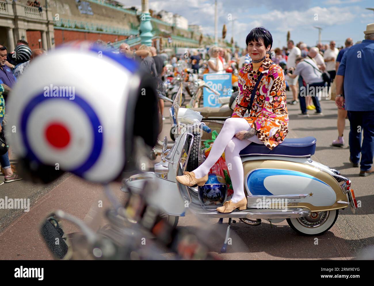 Mod enthusiast Helen Gladwell sits on her scooter in Madeira Drive ...
