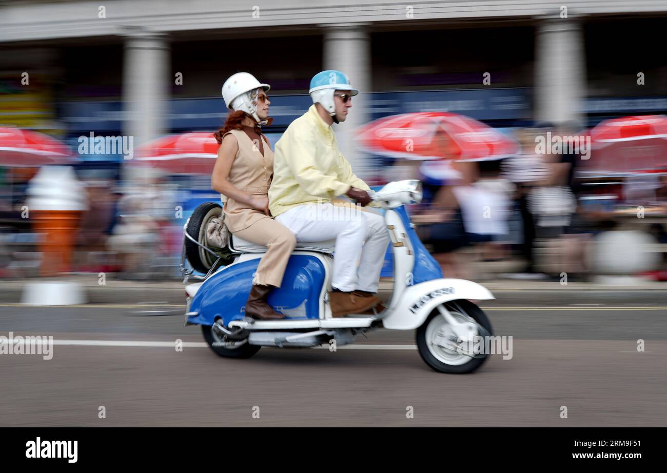 Mod enthusiasts gather in Madeira Drive, Brighton, during the annual ...