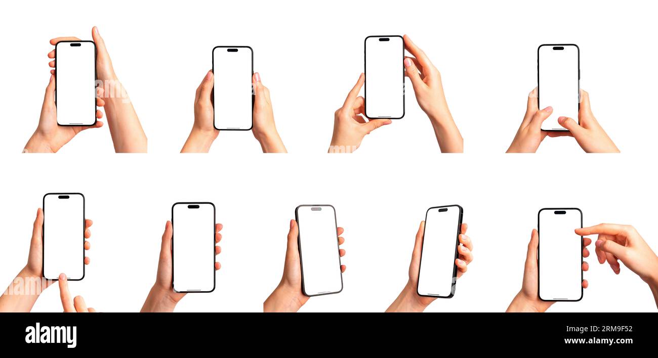 Hands using mobile phone screen mockups, smartphone display mock-ups ...