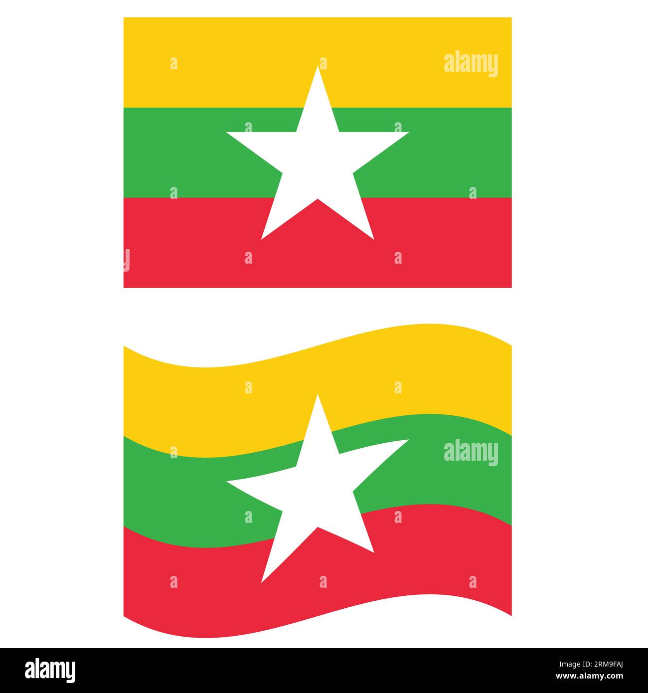 Waving flag of Myanmar. Myanmar flag on white background. flat style ...