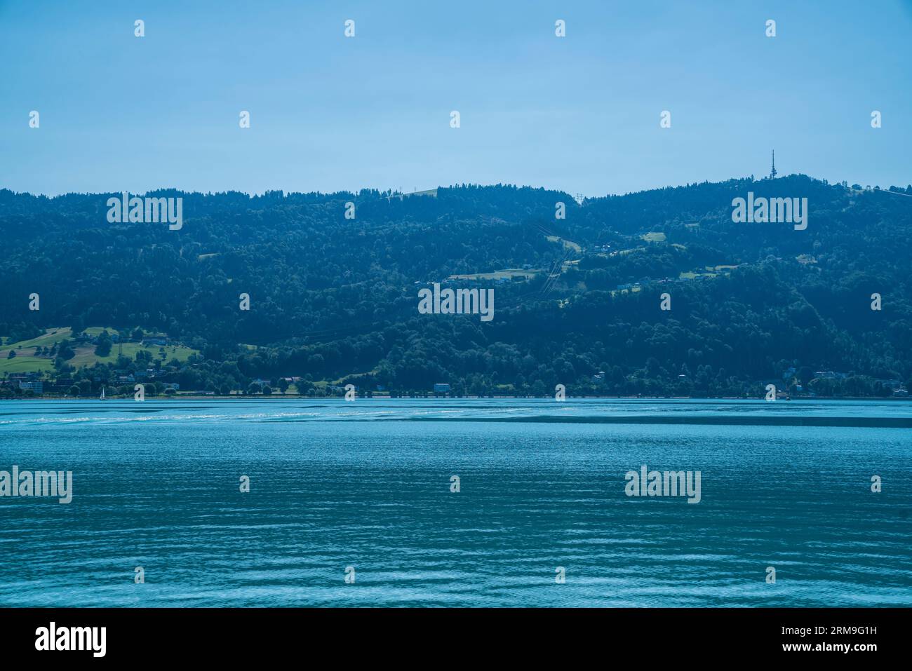 Germany, Bodensee lake constance austrian coast bregenz city houses ...