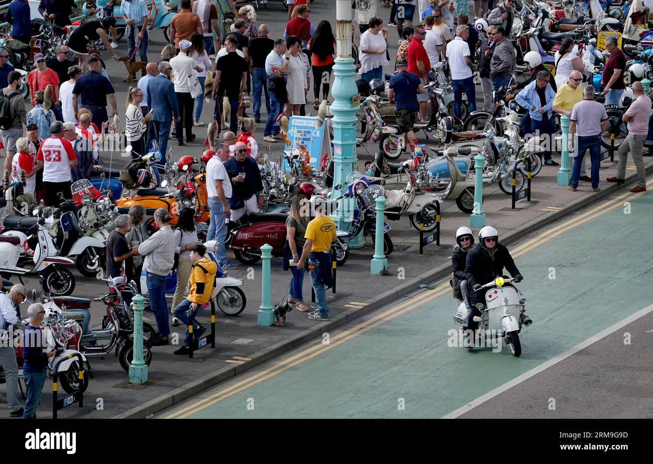 Mod enthusiasts gather in Madeira Drive, Brighton, during the annual ...