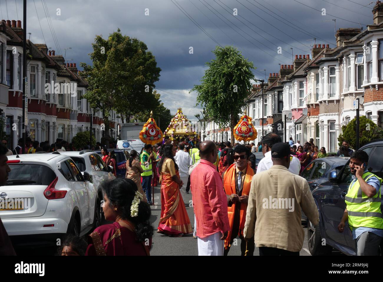 London, UK. 27th August 2023. Members of the Tamil Hindu community come ...