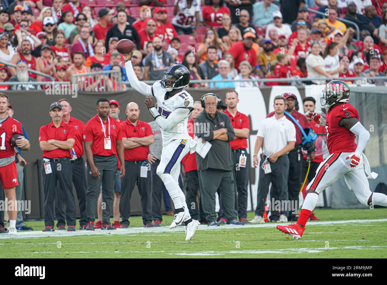 Tampa Bay, Florida, USA, August 26, 2023, Baltimore Ravens quarterback ...