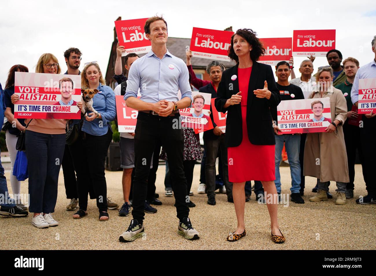 Labour Party Chair Anneliese Dodds with Labour's Mid Bedfordshire by-election candidate Alistair ...