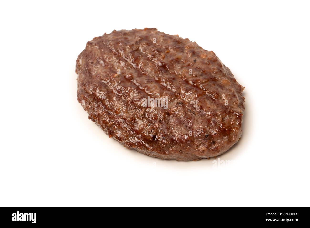 Cutlet with a minced beef isolated on a white background. Top view ...