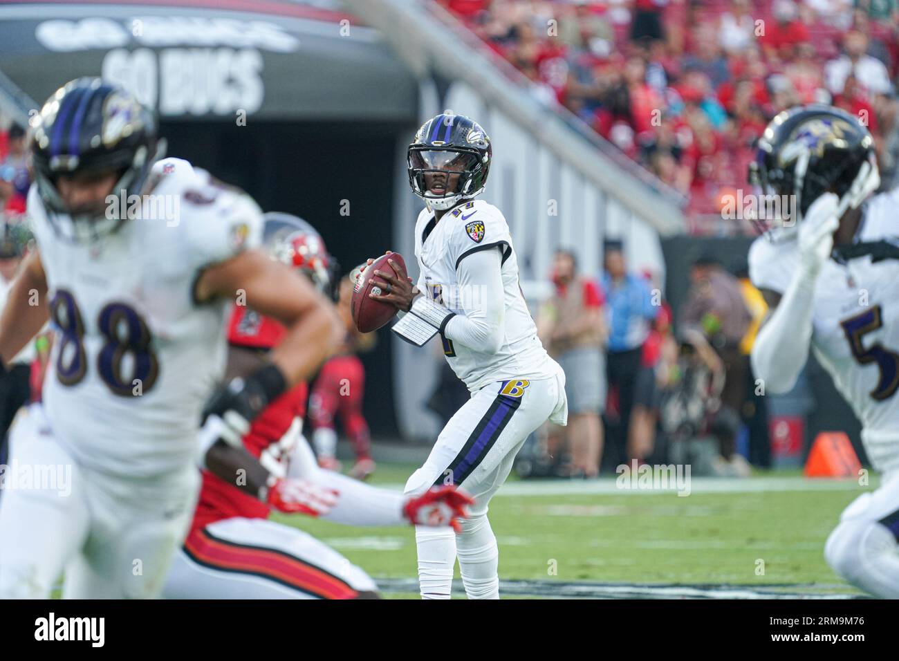 Tampa Bay, Florida, USA, August 26, 2023, Baltimore Ravens quarterback ...