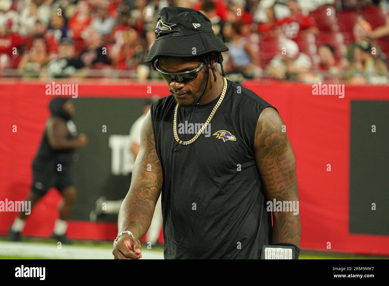 Tampa Bay, Florida, USA, August 26, 2023, Baltimore Ravens quarterback ...