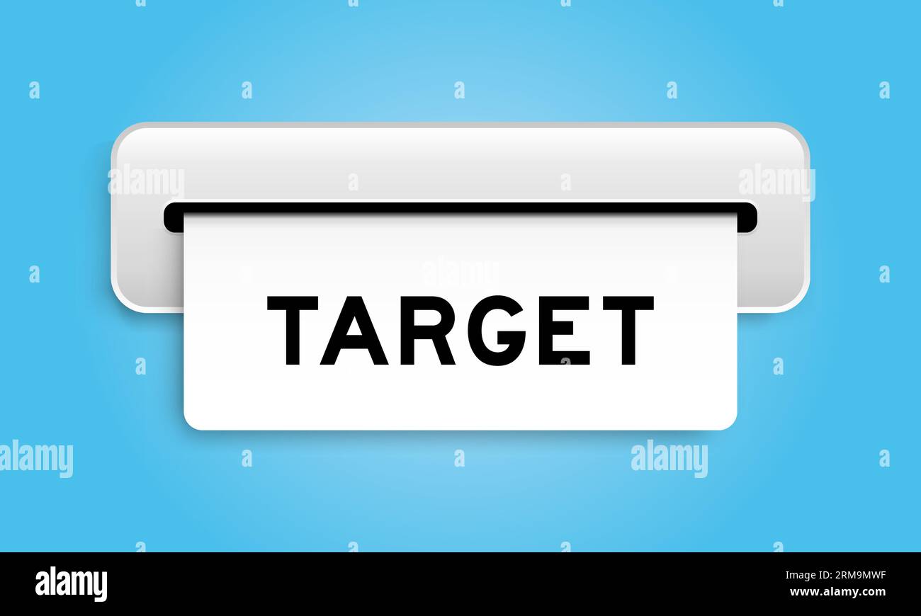 White coupon banner with word target from machine on blue color ...