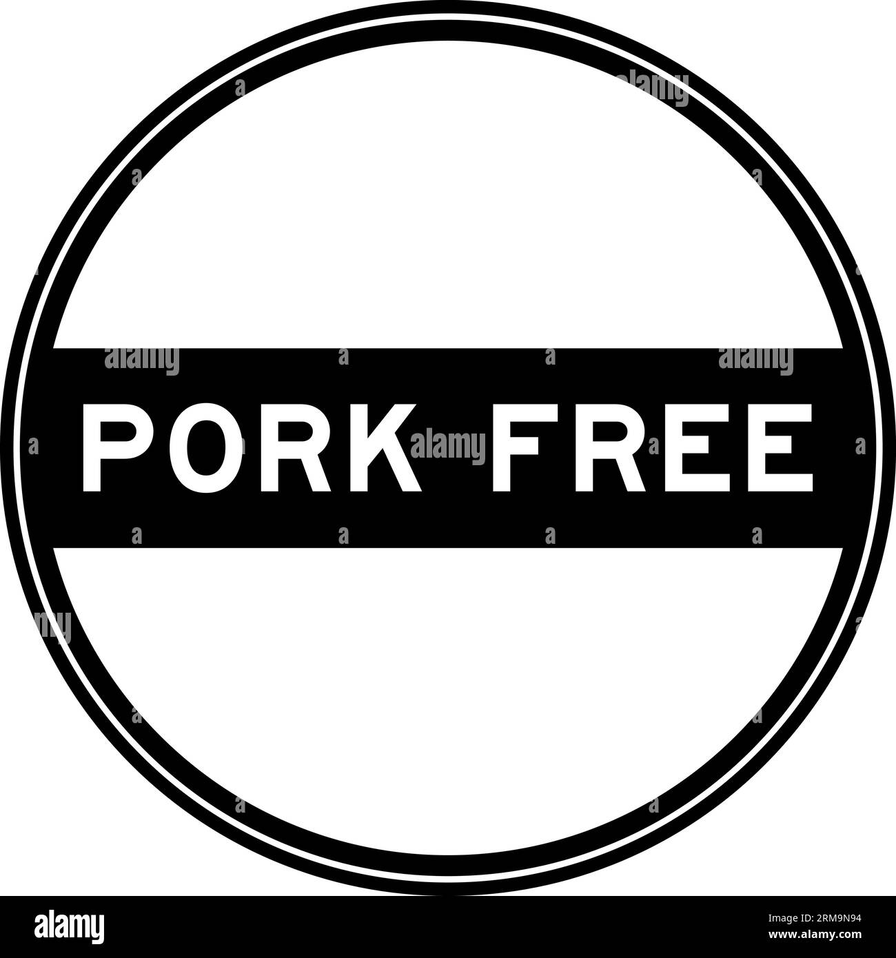 Black color round seal sticker in word pork free on white background ...